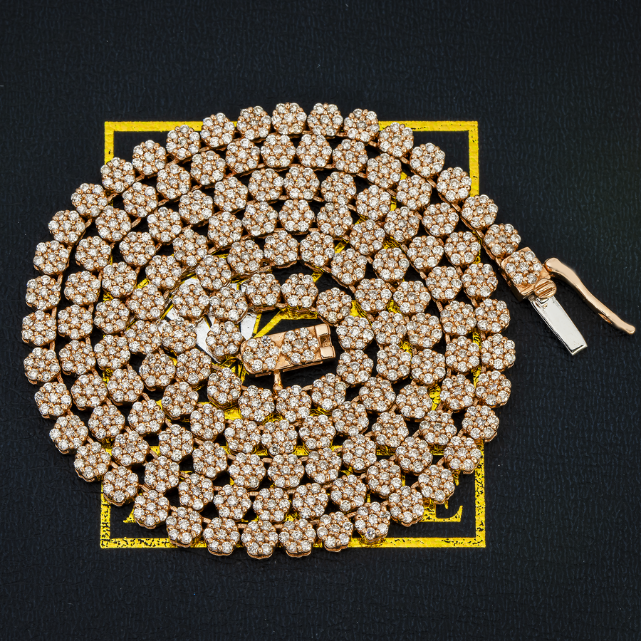 14k rose gold cluster chain 6.50 ctw – Avianne Jewelers