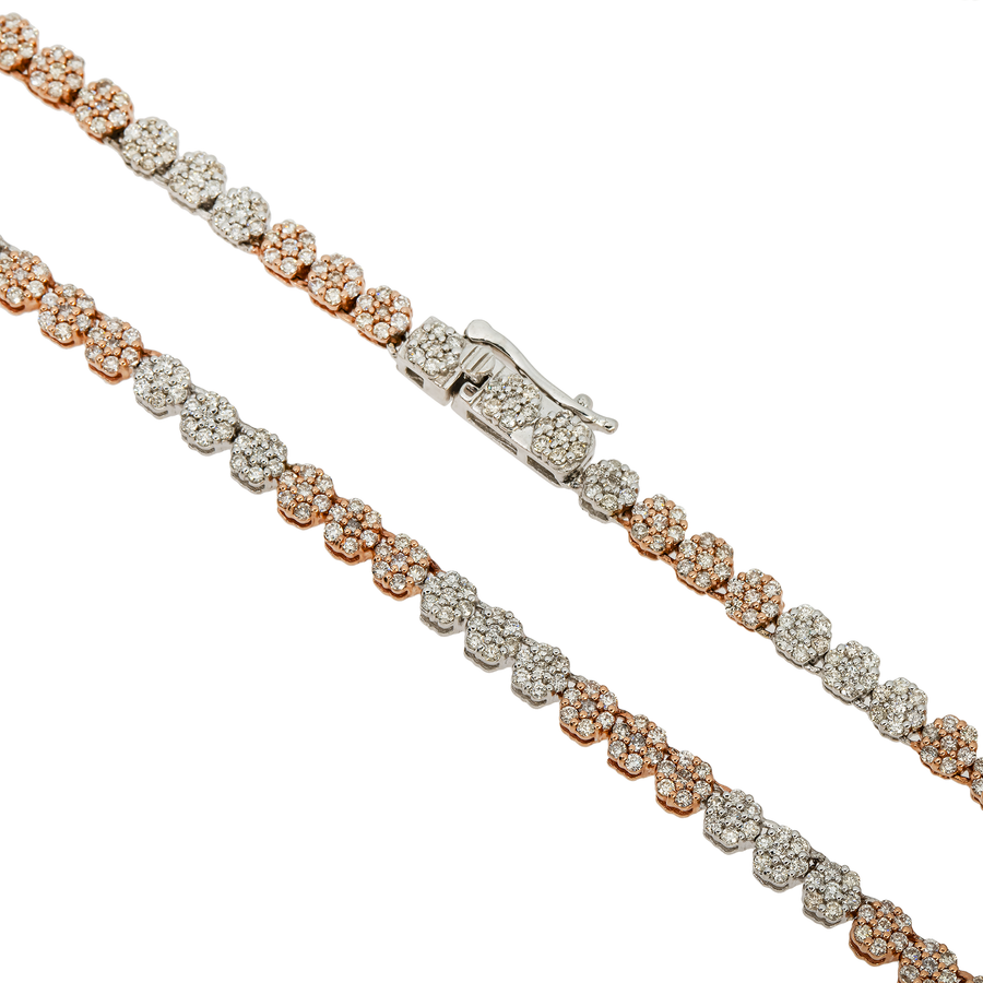 14k two tone diamond cluster chain 6.50 ctw – Avianne Jewelers