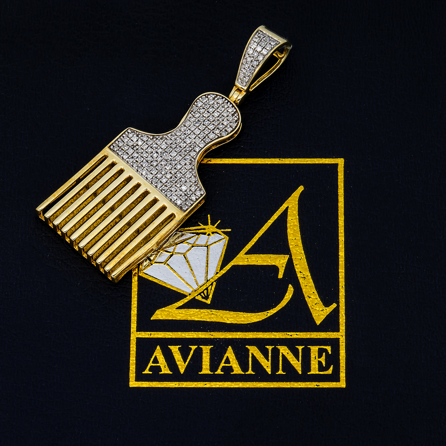 10k Yellow Gold Diamond Hair Pick Pendant – Avianne Jewelers