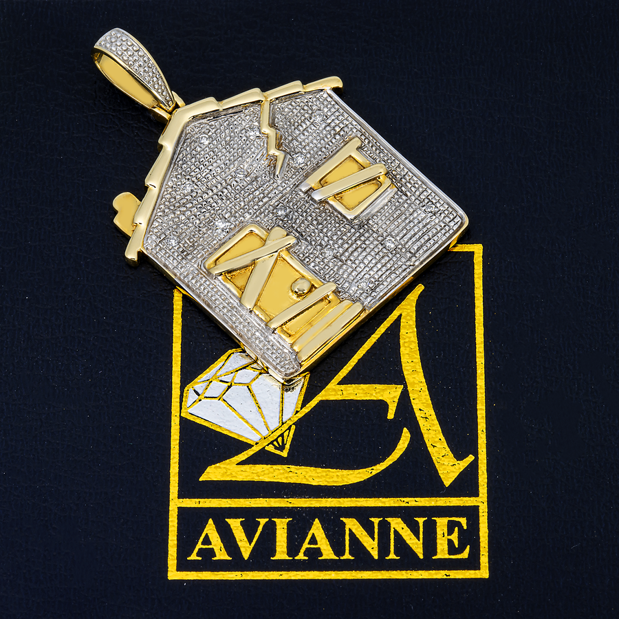 10k Yellow Gold Diamond Trap House Pendant 0.15 ctw – Avianne Jewelers