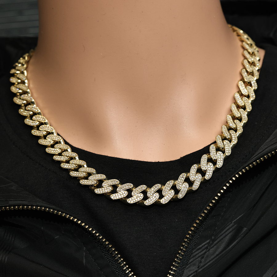 10k Gold CZ Cuban Chain 15 Ctw 13mm – Avianne Jewelers