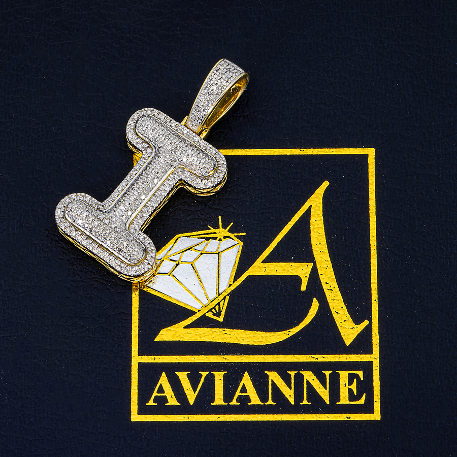10k Yellow Gold Diamond Letter I Pendant 0.35 Ctw – Avianne Jewelers