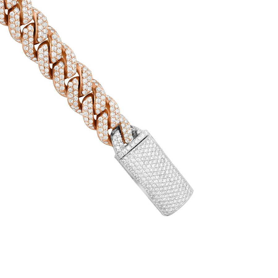 Diamond Encrusted Flowerset Cuban Bracelet in 14k Two Tone Gold 16.47 ...