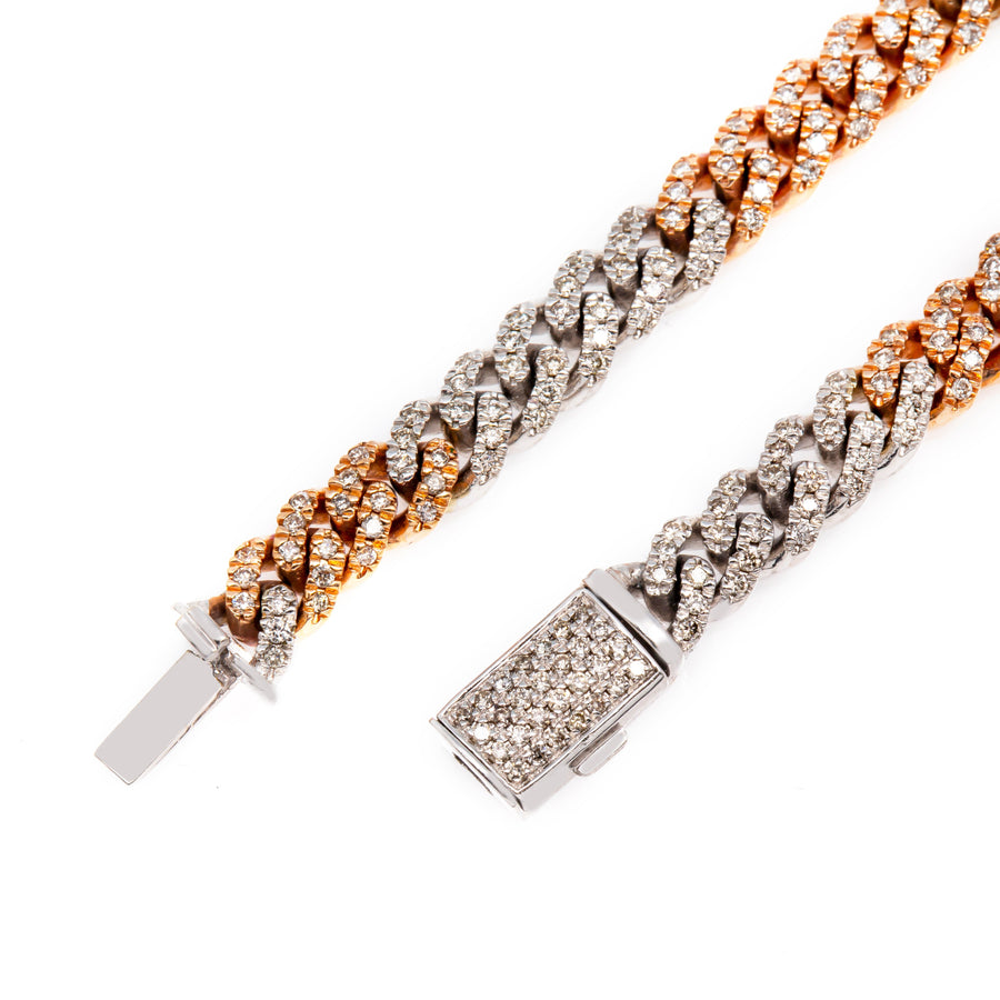 14k Two-Tone White & Rose Gold Diamond Cuban Chain 4.80ctw – Avianne ...