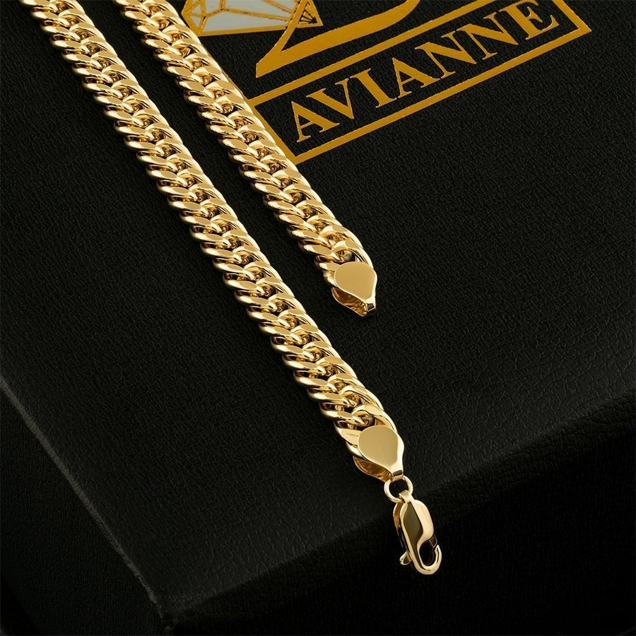 10k Yellow Gold Hollow Double Link Cuban Chain 7 mm – Avianne Jewelers