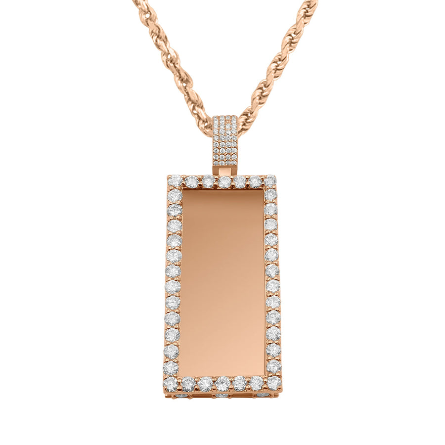 14K Men's Rose Gold & Diamond Rectangle Pendant 8.24ctw – Avianne Jewelers
