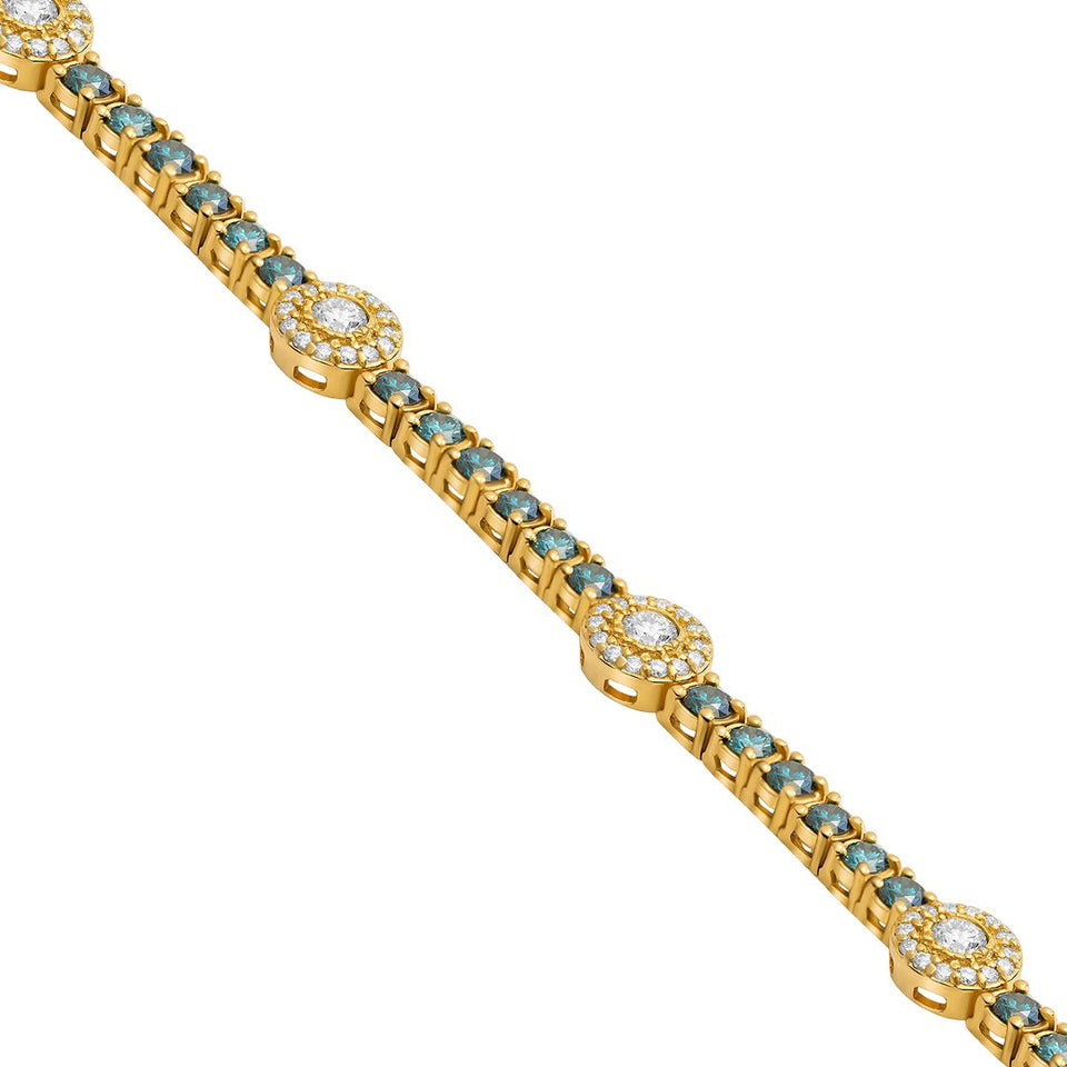14k Yellow Gold Royal Blue Diamond Tennis Chain 8 mm 27.7 Ctw – Avianne ...