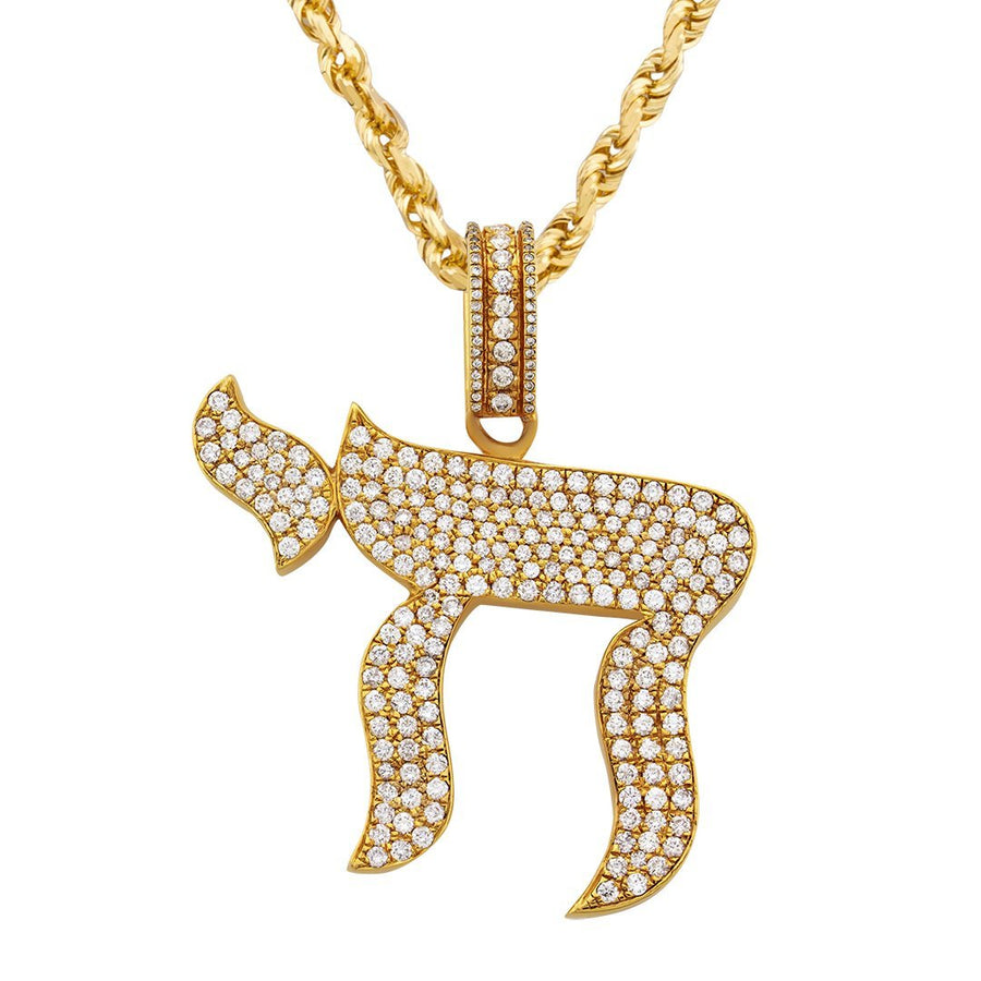 14k Yellow Gold Diamond Chai Pendant 3.16ct – Avianne Jewelers