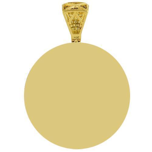 14K Yellow Solid Gold Mens Diamond Custom Made Medusa Head Round Penda ...