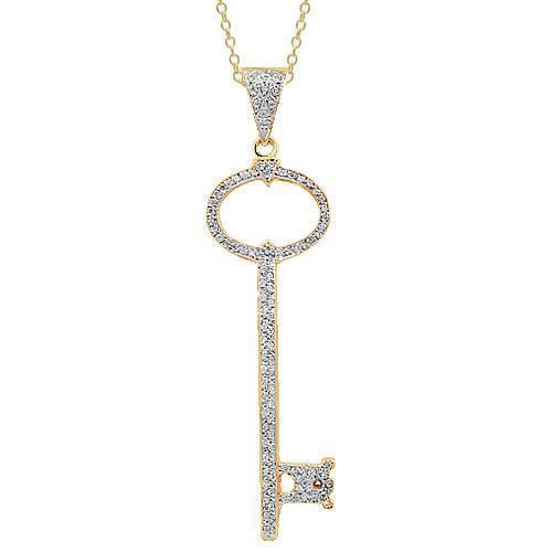 14K Yellow Solid Gold Mens Diamond Key Pendant 3.50 Ctw – Avianne Jewelers