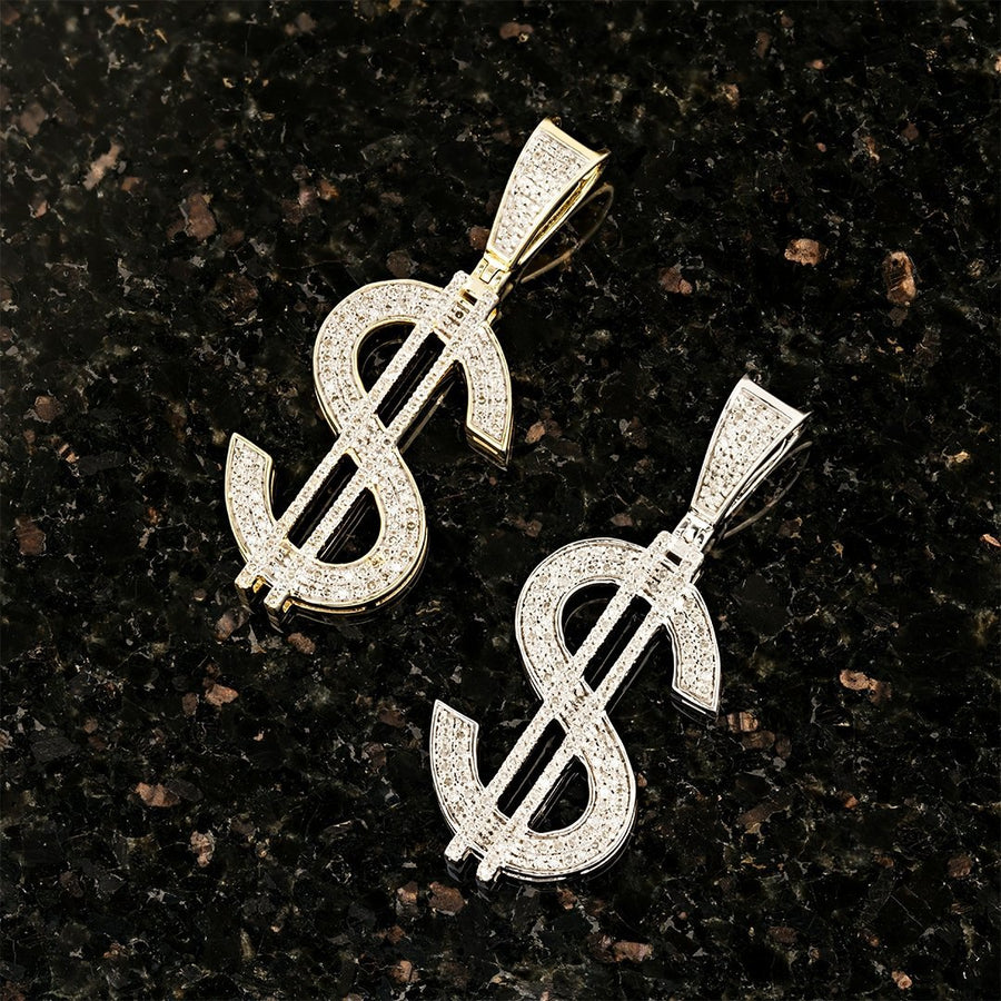10k Yellow Gold Diamond Dollar Sign Pendant 0.40 Ctw – Avianne Jewelers