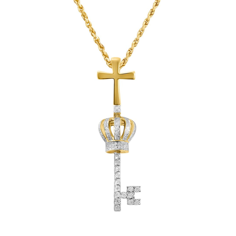 10k Gold Diamond King Key Pendant 0.16 Ctw – Avianne Jewelers