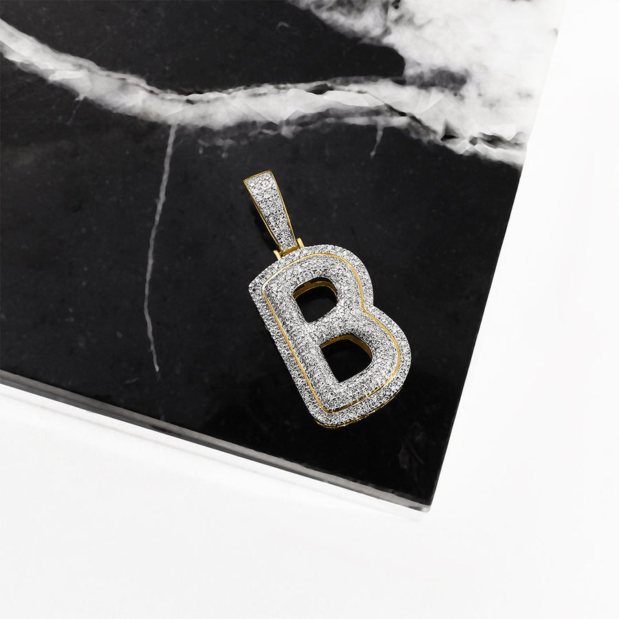 10k Yellow Gold Diamond Letter B Pendant 0.37 Ctw – Avianne Jewelers