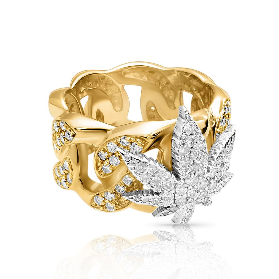 14k Yellow Gold Diamond Cuban Weed Ring 1.5 Ctw – Avianne Jewelers