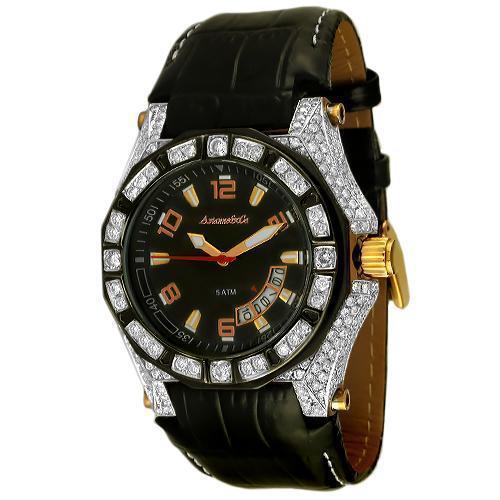 Avianne&Co Octavian Collection Mens White Steel Diamond Watch 6.50 Ctw ...