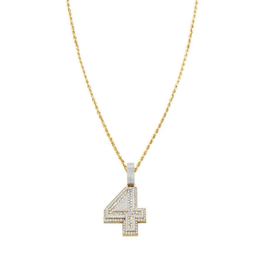 14K Yellow Gold & Diamonds "Number 4 Pendant" 11ctw – Avianne Jewelers